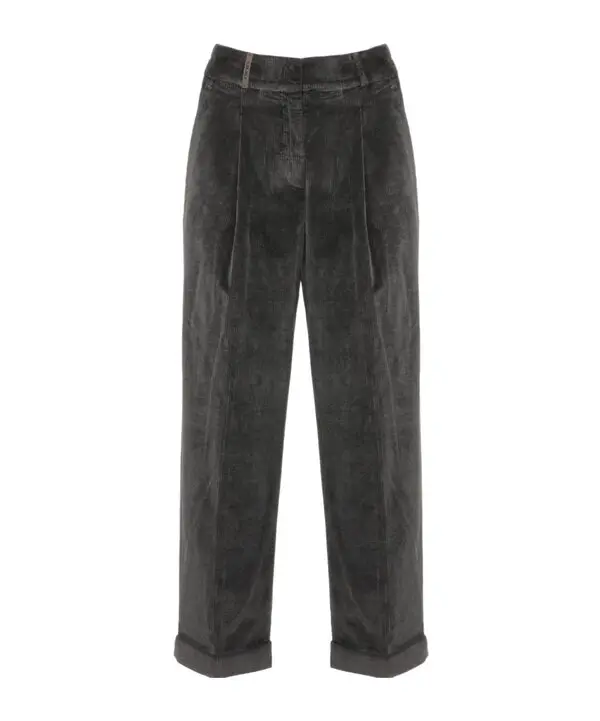 Peserico Pleated Corduroy Pants - Grey