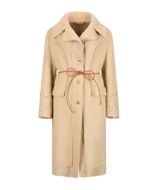 Ermanno Scervino Lapel Coat - Nude
