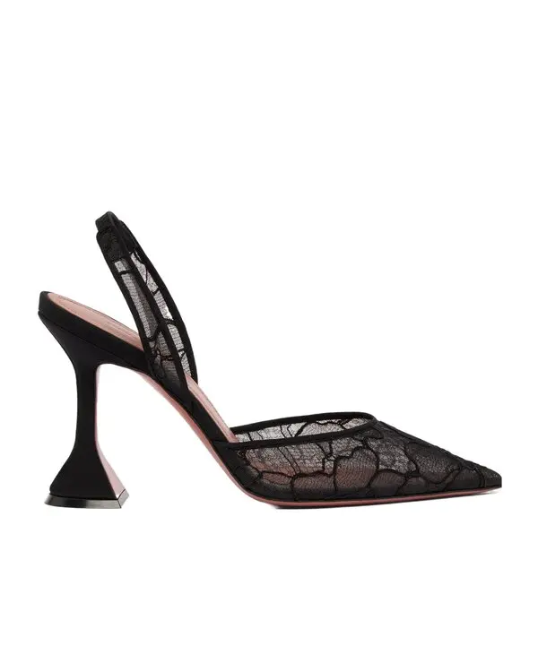 Amina Muaddi Lace High-heeled Sandals - Black