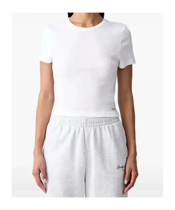 SPORTY  RICH Ribbed-knit T-shirt