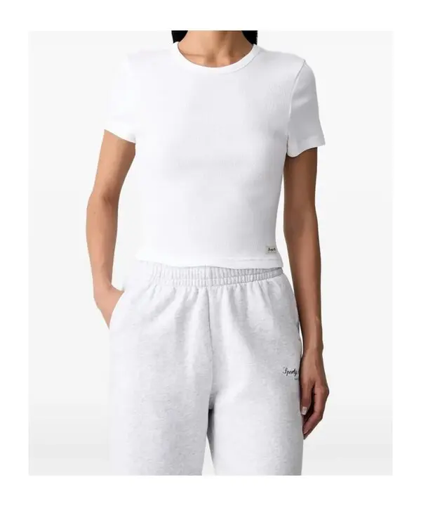 SPORTY  RICH Ribbed-knit T-shirt