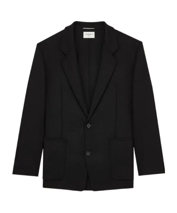 Saint Laurent Single-breasted Jacket In Felt - Black