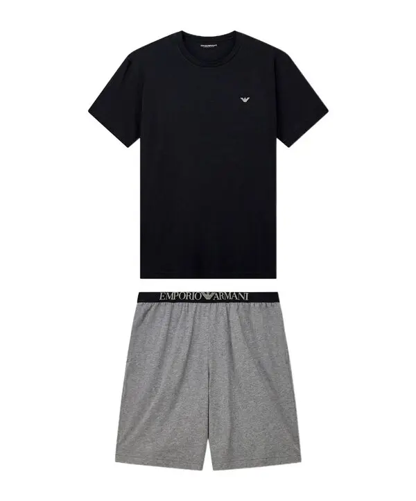 Emporio Armani Logo Two-piece Pyjamas - Black