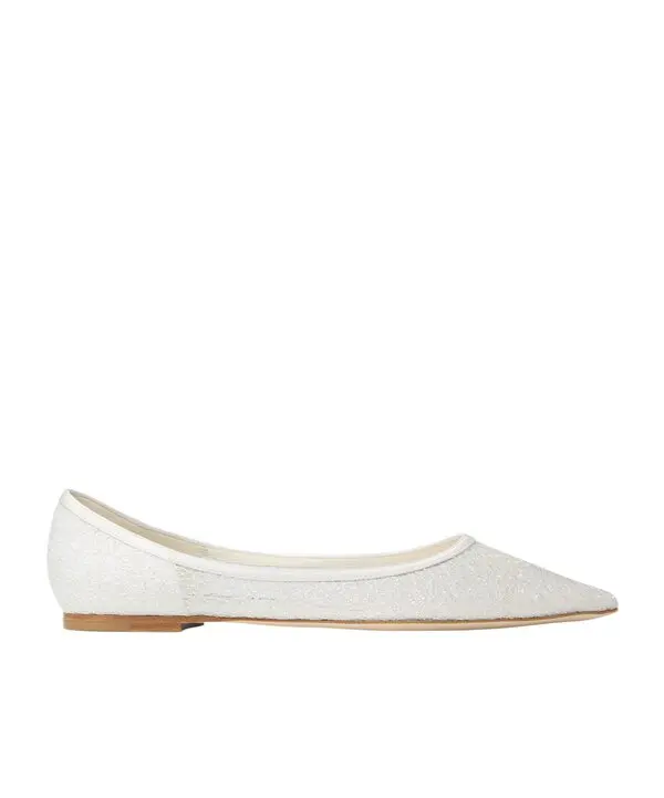 JIMMY CHOO Candyfloss Glitter Flats - Ivory