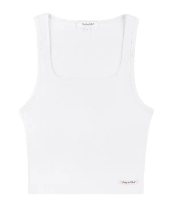 SPORTY  RICH Ribbed Tank Top With Logo - White