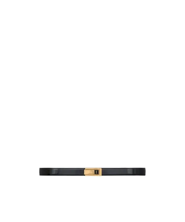 Saint Laurent Charniere Buckle Belt In Brushed Leather - Black