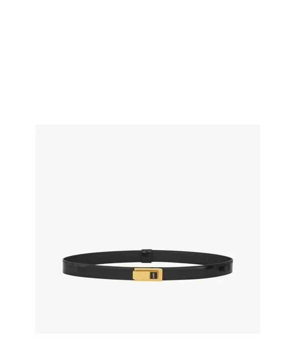Saint Laurent Charniere Buckle Belt In Brushed Leather