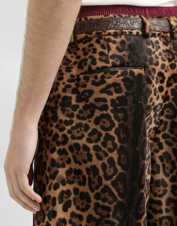 Dolce & Gabbana Leopard-print Calfskin Trousers