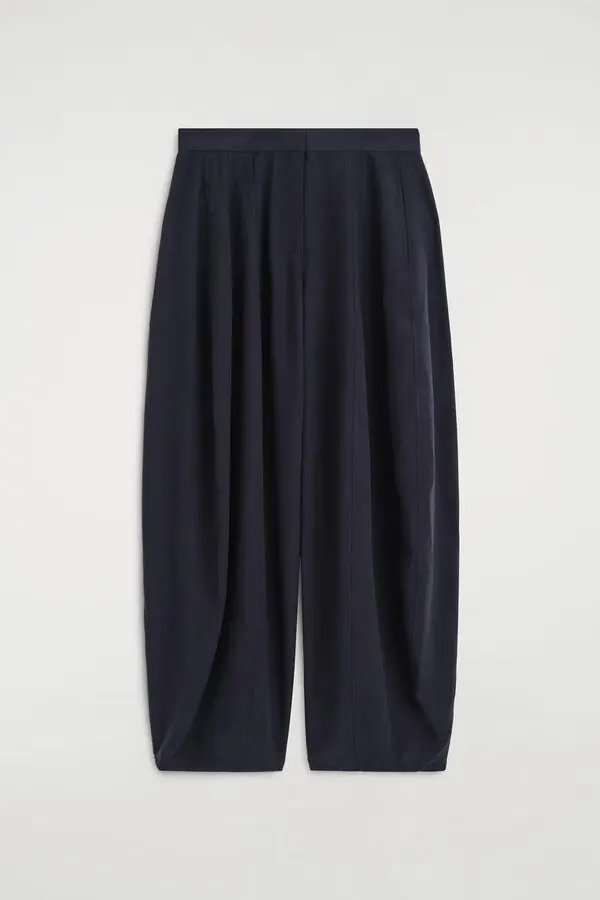 Cos Fluid Topstitched Barrel-leg Pants - Navy