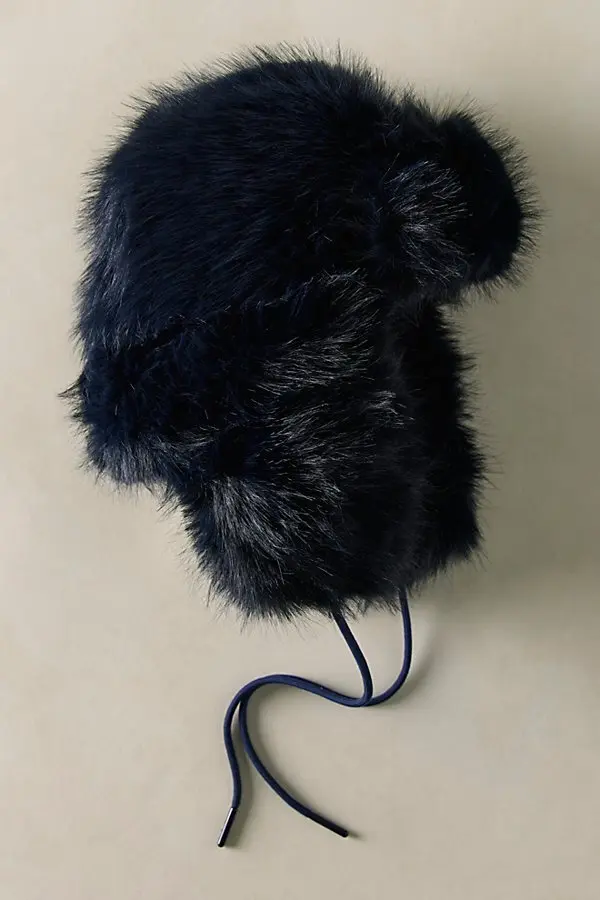 Free People Luxy Lou Fur Trapper Hat - Midnight