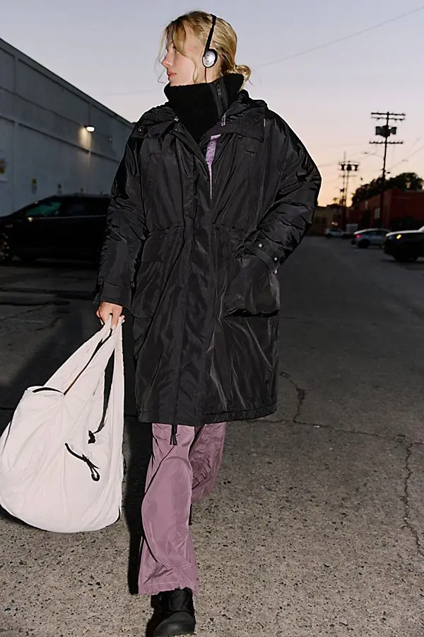 Free People Rainy Day Rituals Maxi Puffer - Black