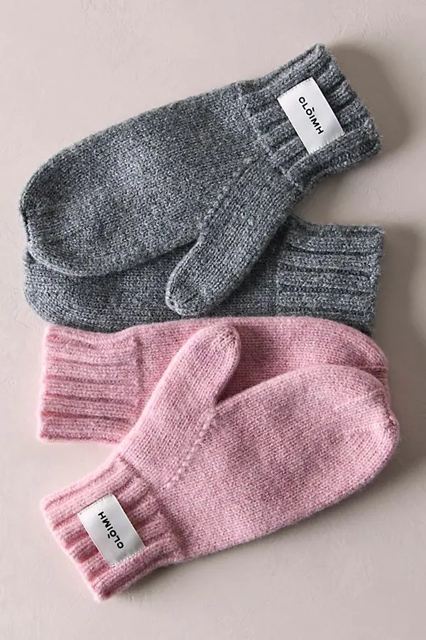CLOIMH Oversized Wool Mittens - Light Grey