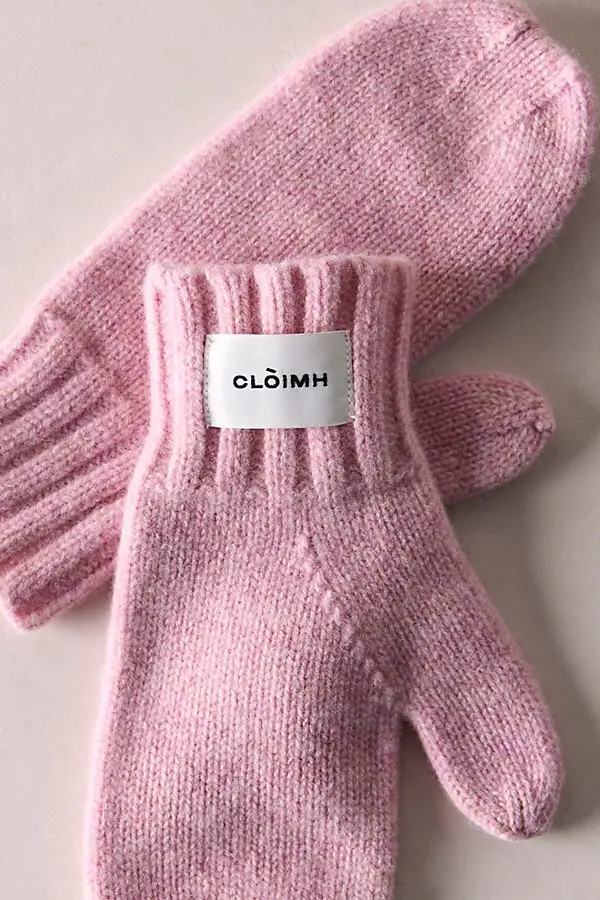 CLOIMH Oversized Wool Mittens - Rose