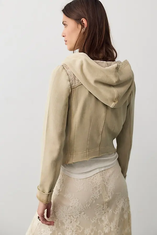 Free People We The Free Throwback Asymmetric Zip-up Hoodie - Travertine