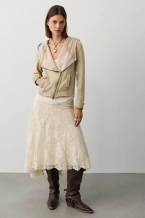 Free People We The Free Throwback Asymmetric Zip-up Hoodie - Travertine