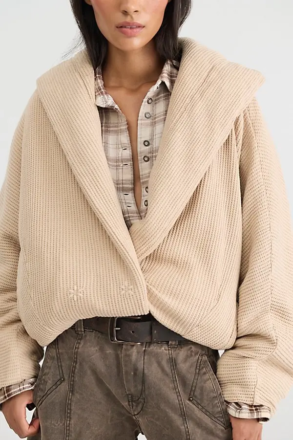 Free People Fp One Summit Wrap Hoodie - Sand