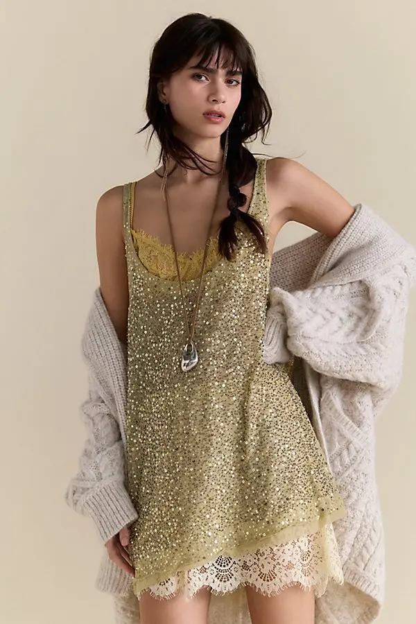 Free People All That Glitters Mini Slip Dress