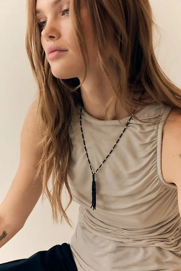 Free People Sola Beaded Tassel Necklace