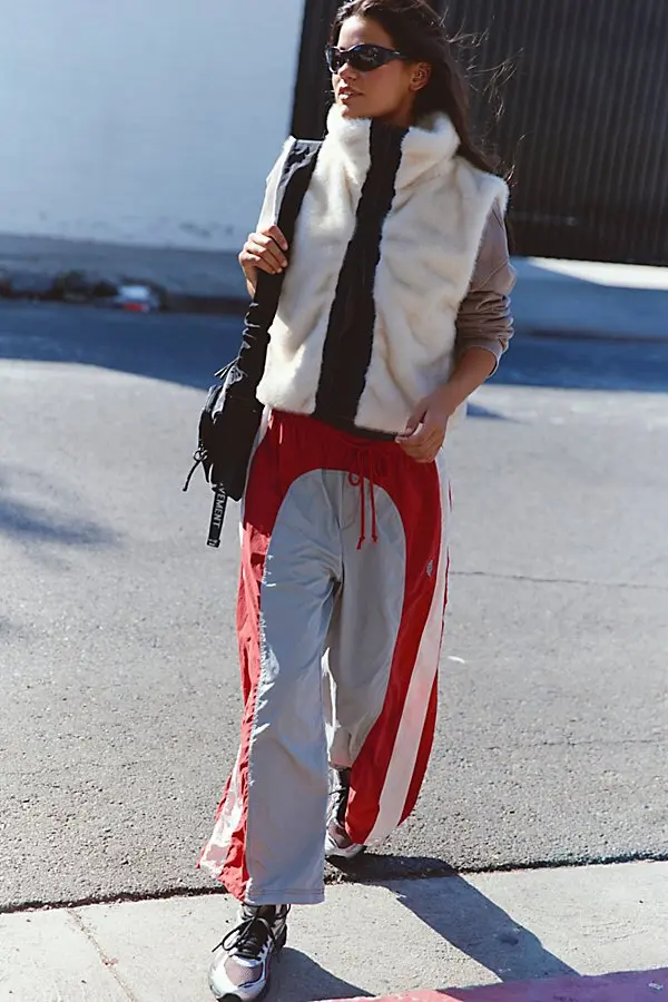 Free People Sidewind Track Pants - Candy Apple Combo