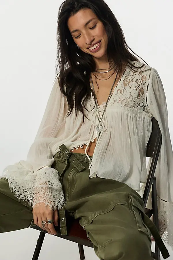 Free People Ava Blouse - Tofu