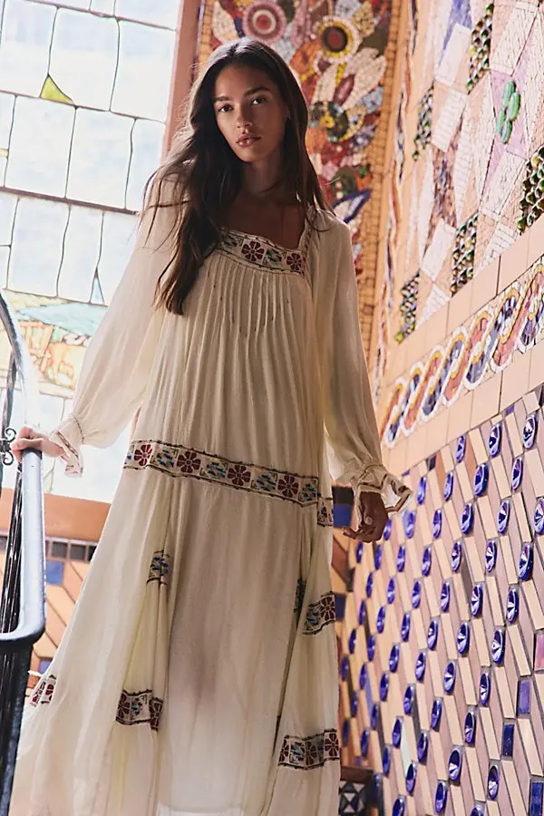 Free People Azalea Embroidered Maxi Dress