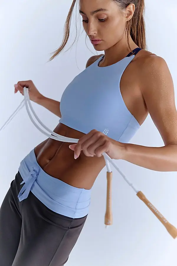 Free People Never Better High Neck Sports Bra - Ice Breaker/navy