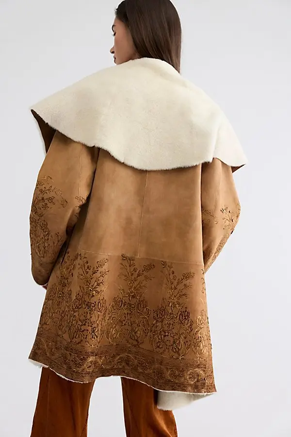 NIGEL PRESTON Anastasia Painted Suede Coat