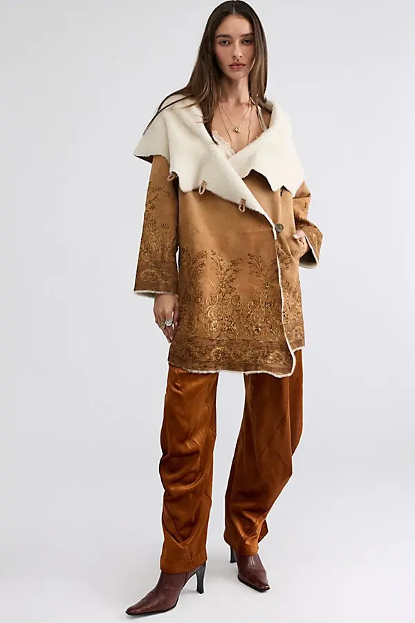 NIGEL PRESTON Anastasia Painted Suede Coat