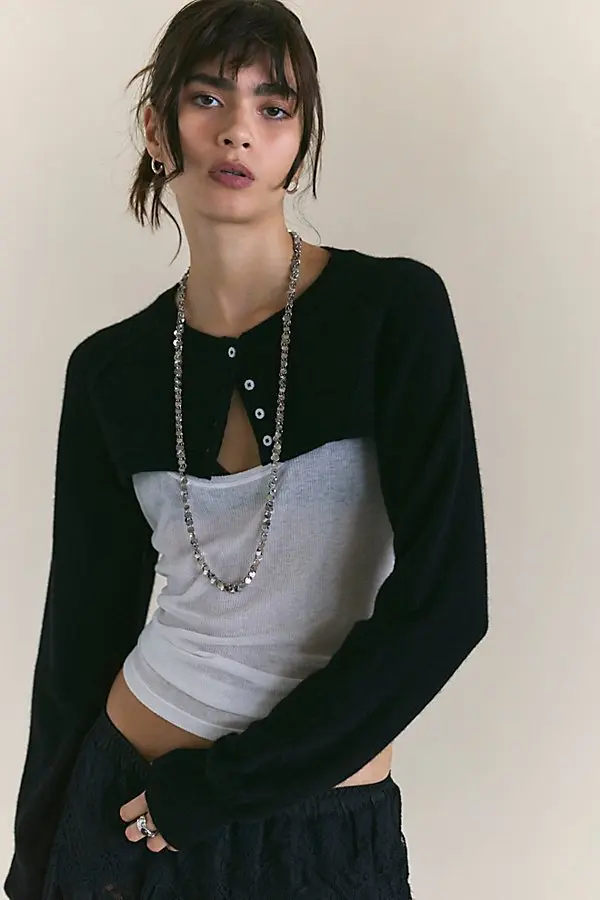 Free People Porta Cashmere Shrug - Black