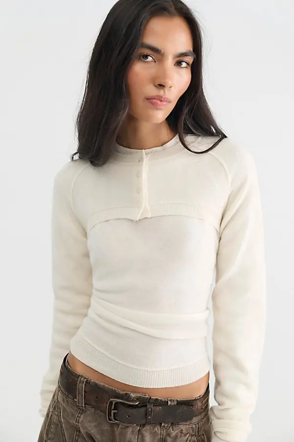 Free People Porta Cashmere Shrug - Cloud Dancer