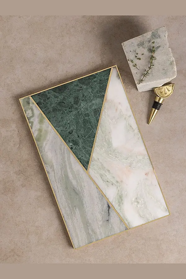 GAURI KOHLI Brno Marble Cheese Board - Greyed Olive