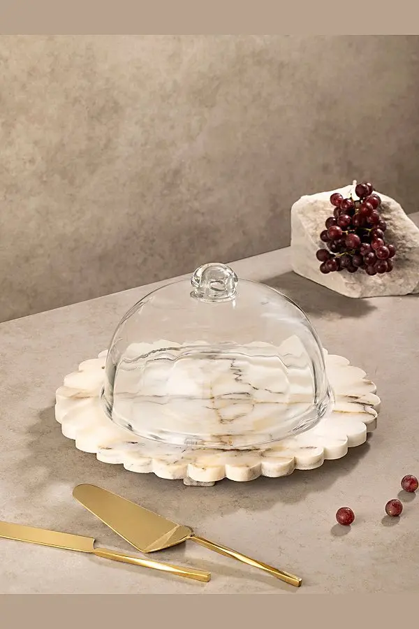 GAURI KOHLI Kismet Marble Cloche Board - Ivory