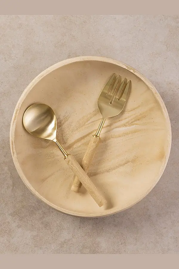 GAURI KOHLI Florence Salad Bowl And Servers - Neutral