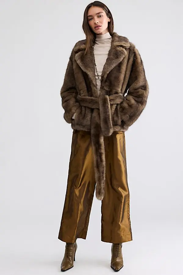 STAND STUDIO Studios Silena Faux Fur Coat - Beige
