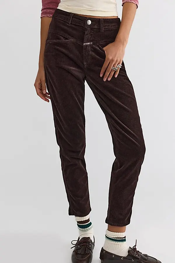 Closed Pedal Pusher Relaxed Corduroy Pants - Cinder Brown