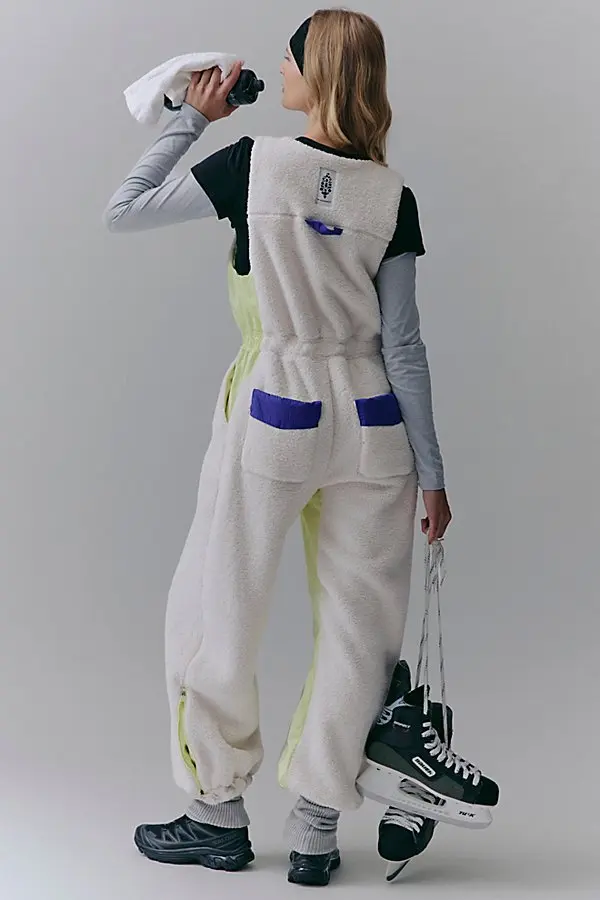 Free People Scout It Out Fleece Overall - Ivory Combo