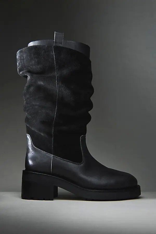 Free People Demi Slouch Boots - Black Leather