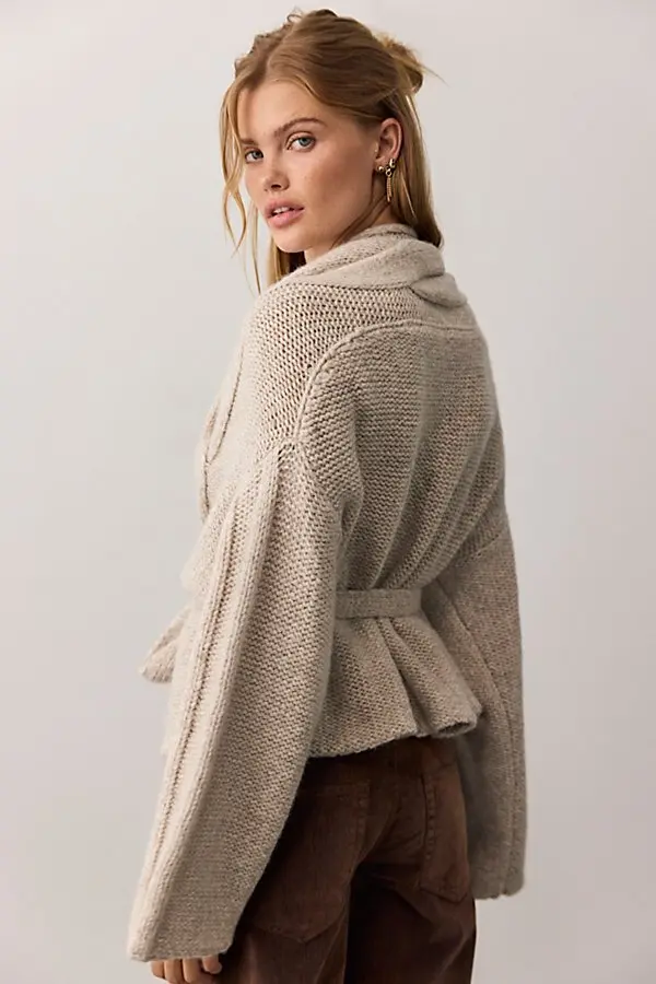 Free People Enlaced Cable Knit Wrap Cardigen