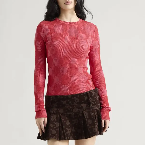 PAOLINA RUSSO Illusions Knit Long Sleeve Fitted Top