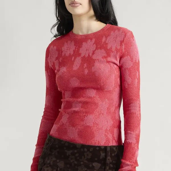 PAOLINA RUSSO Illusions Knit Long Sleeve Fitted Top