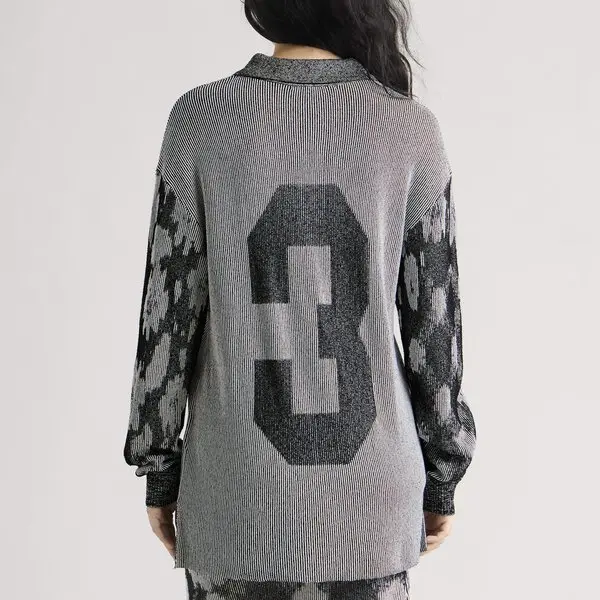 PAOLINA RUSSO Illusion Knit Long Sleeve Polo