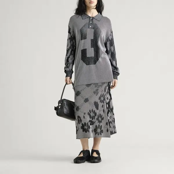 PAOLINA RUSSO Illusion Knit Long Sleeve Polo