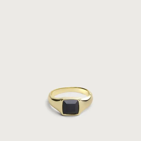 COMMON LINES Onyx Cushion Signet Ring