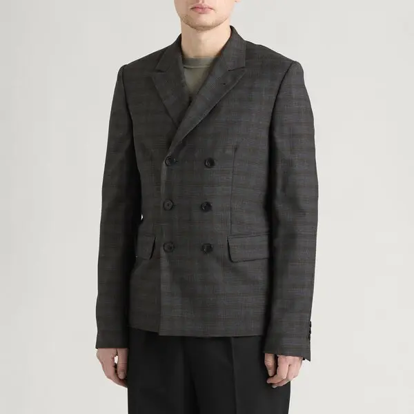 Dries Van Noten Bent Abstract Check Wool Blazer