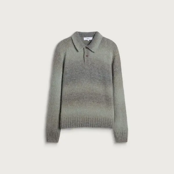PALMES Alpaca Longsleeve Knit Polo - Blue