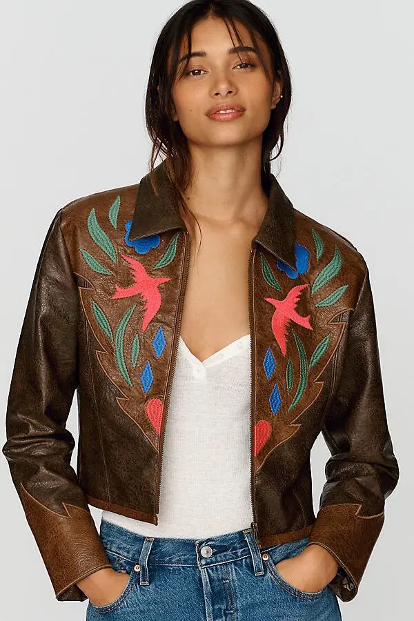 Anthropologie Mother The Open Book 100% Cotton Cropped Jacket