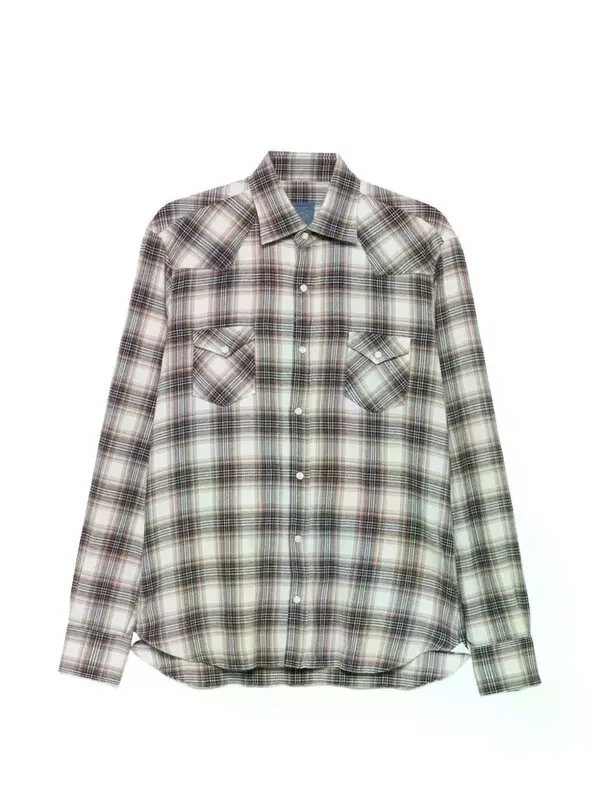 BARBA NAPOLI Check Western Shirt - White