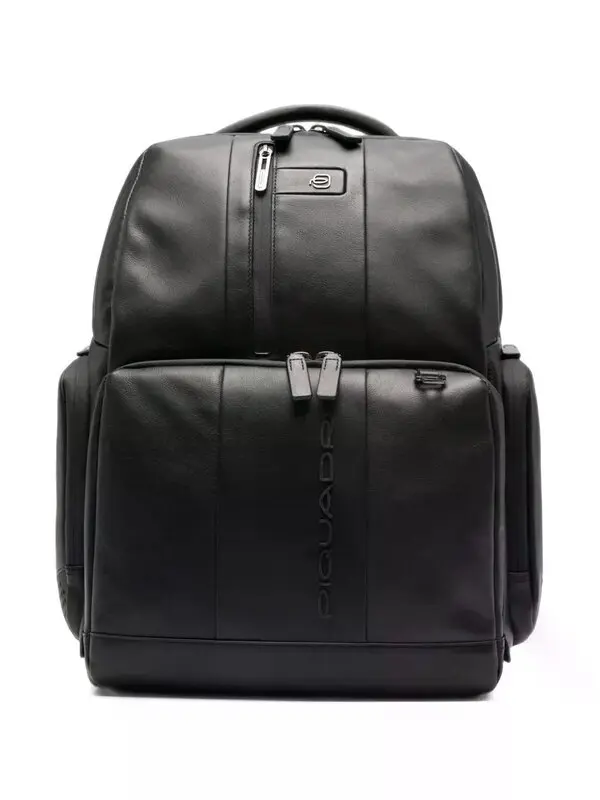 PIQUADRO Urban Logo-embossed Leather Backpack - Black