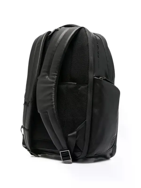 PIQUADRO Urban Logo-embossed Leather Backpack - Black