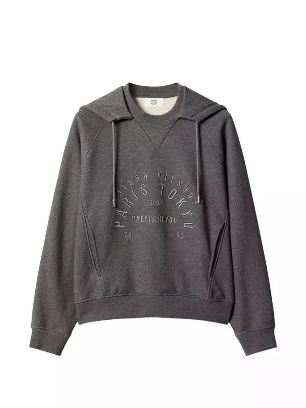 Maison Kitsuné College Logo-embroidered Drawstring Hoodie - Grey